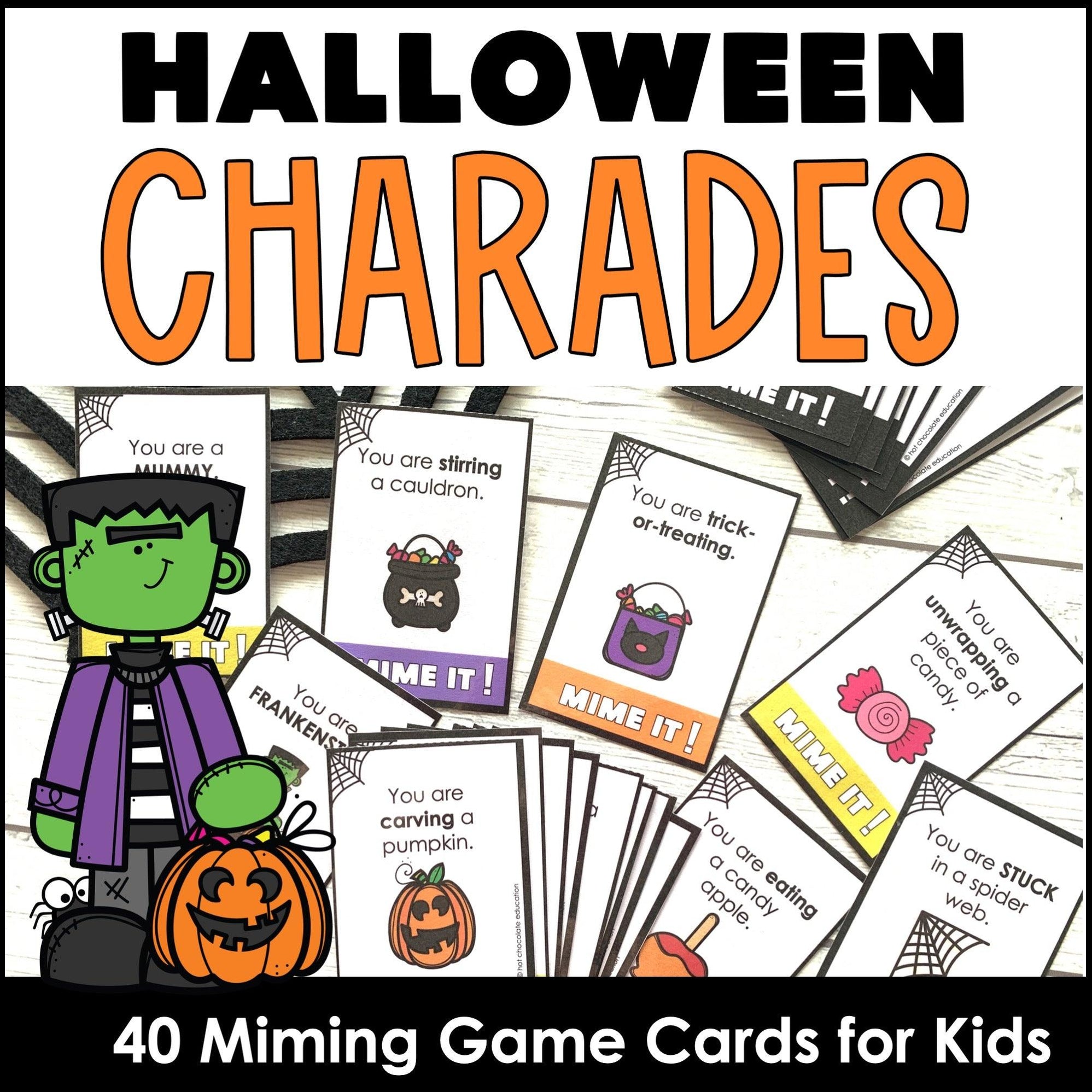 Halloween Charades Miming Game Cards for Kids- Action Verbs – Hot ...