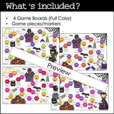 Halloween 1st Grade Sight Word Game: Dolch List Roll & Read – Hot ...