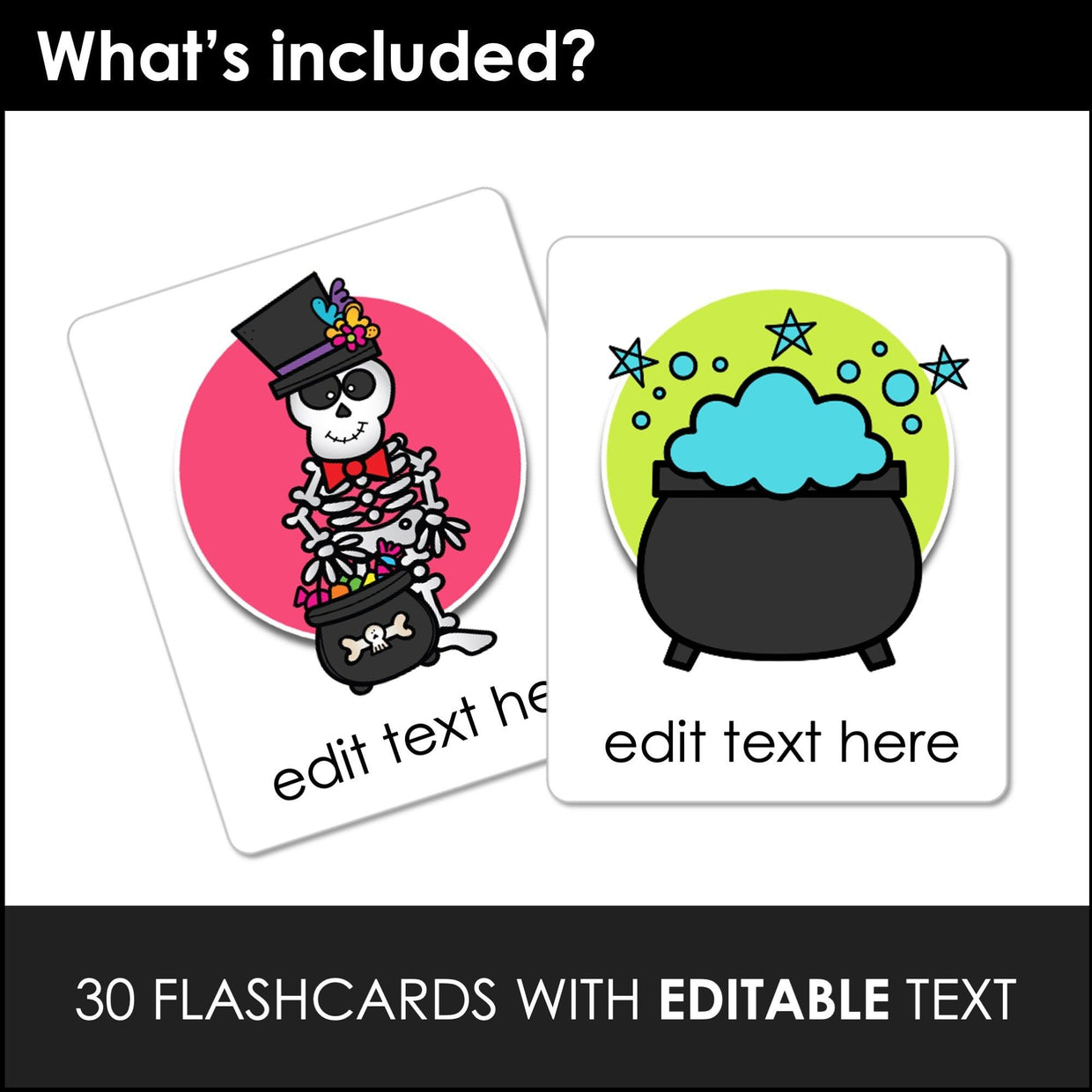 Halloween ESL Flashcards - Editable Vocabulary Cards