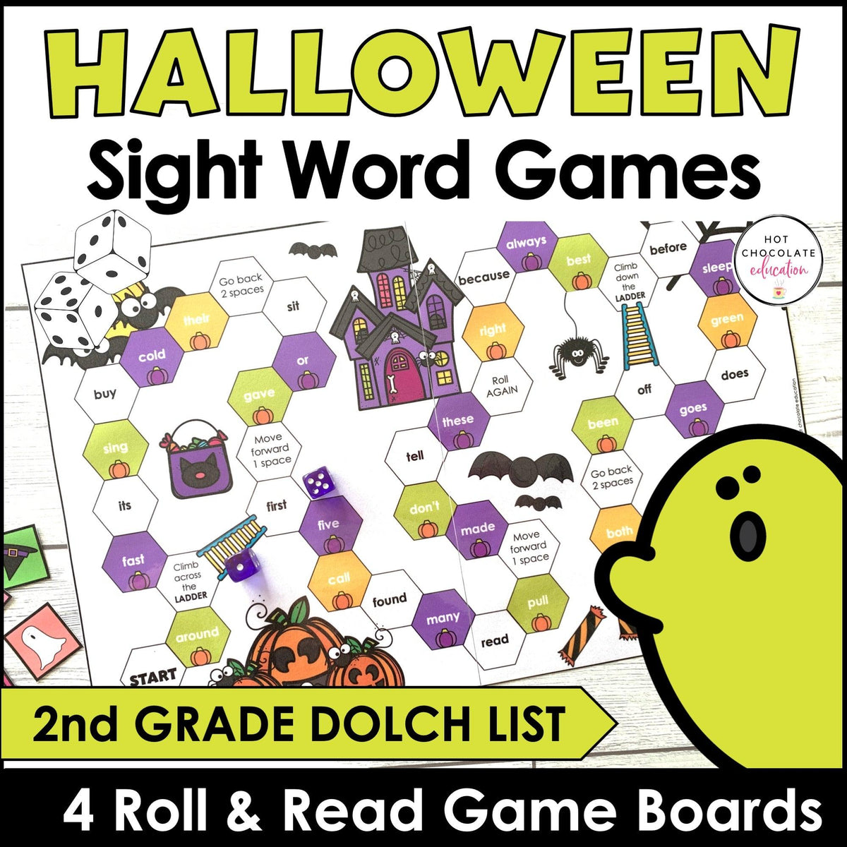 Halloween 2nd Grade Sight Word Game: Roll & Read – Hot Chocolate Teachables