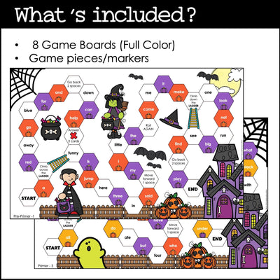Halloween Sight Word Game: Dolch Pre-Primer & Primer – Hot Chocolate ...