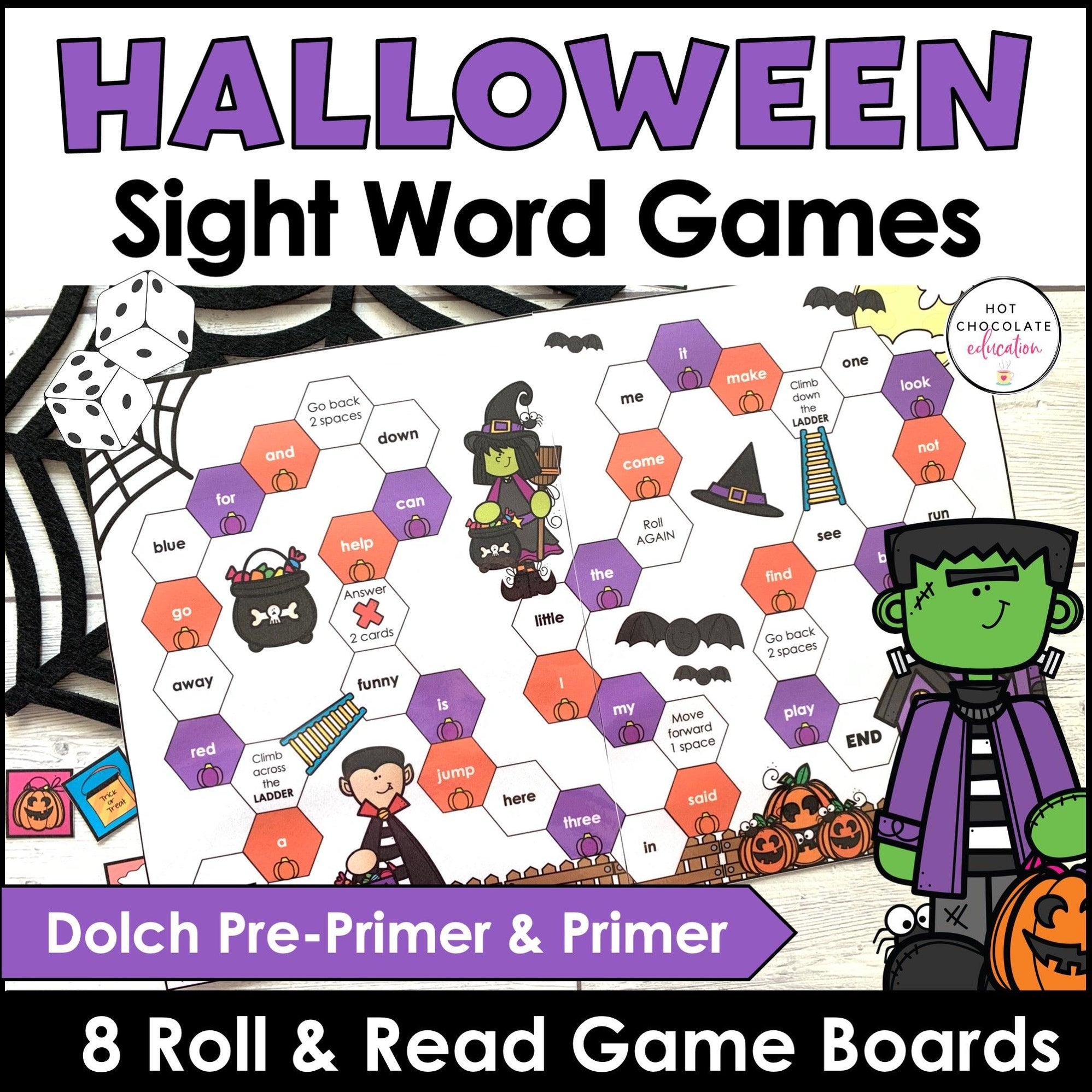 Halloween Sight Word Game: Dolch Pre-Primer & Primer – Hot Chocolate ...