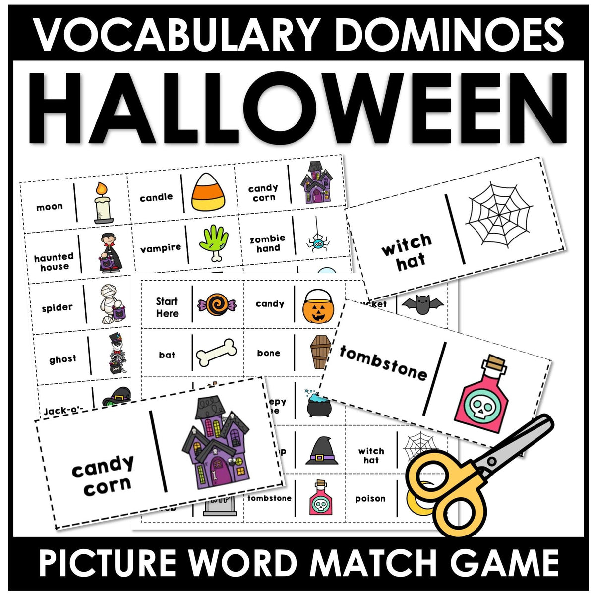 Halloween Vocabulary Dominoes - Party Game - Halloween Words – Hot ...