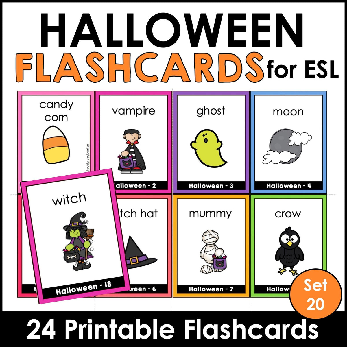 Halloween Vocabulary Flashcards : ESL Activity Cards – Hot Chocolate ...