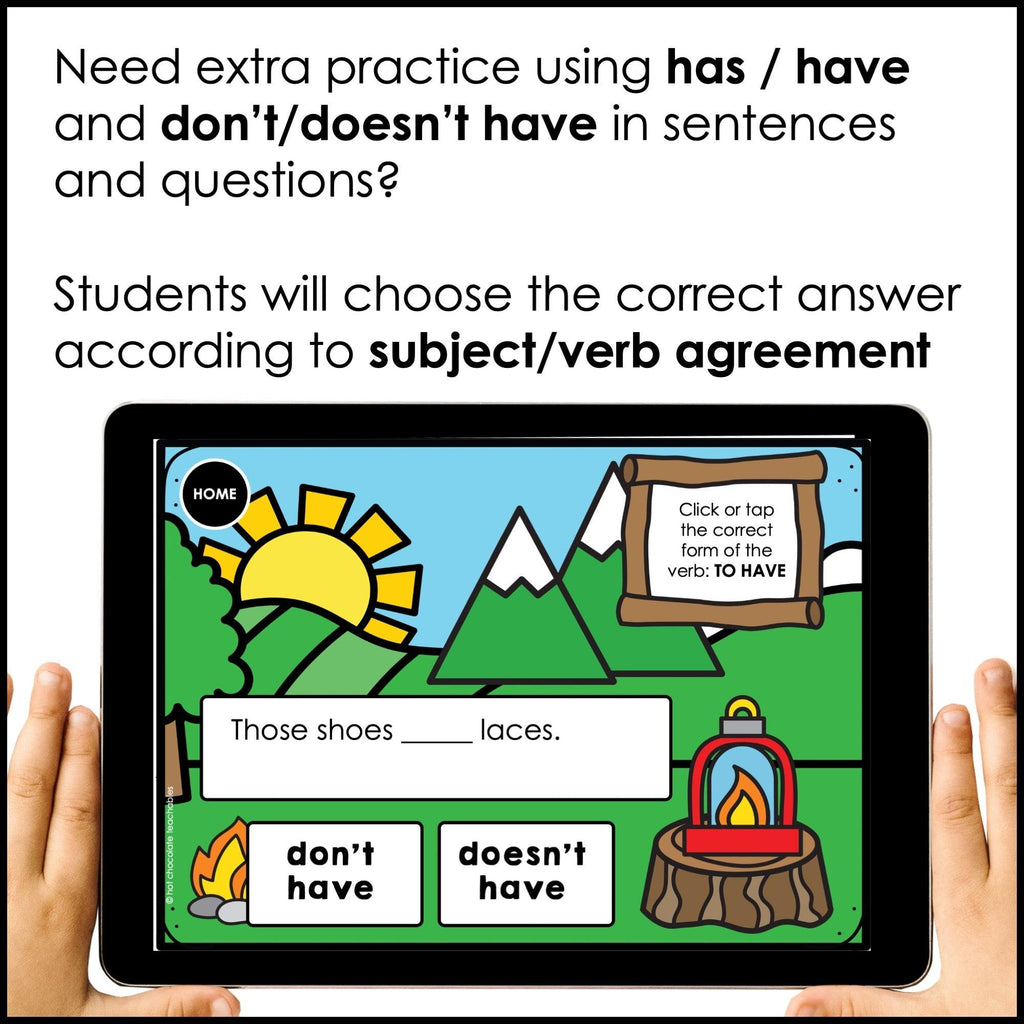 Subject Verb Agreement ESL Boom Cards – Hot Chocolate Teachables