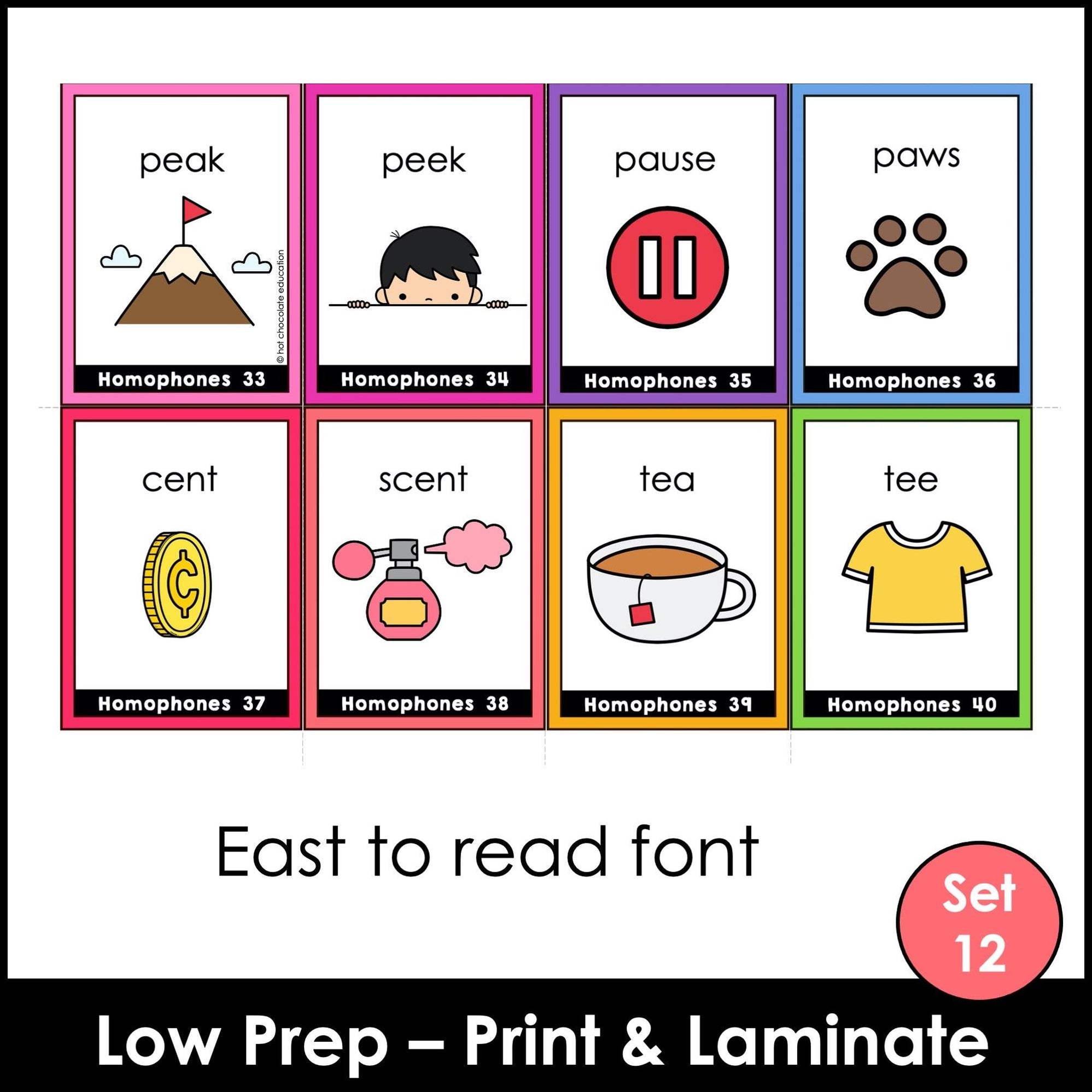 Homophone Identification Flashcards : ESL Vocabulary Cards – Hot ...