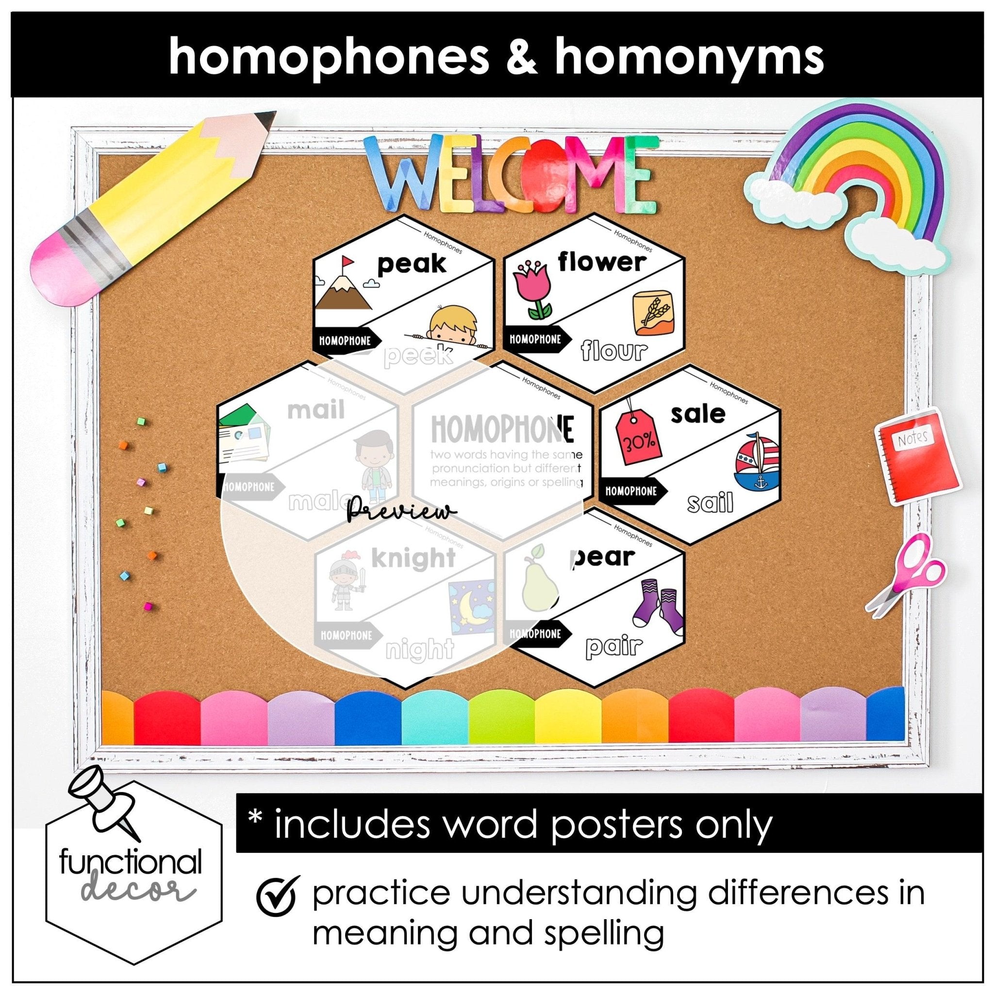 Homophones & Homonyms Posters Improve Vocabulary & Spelling – Hot ...