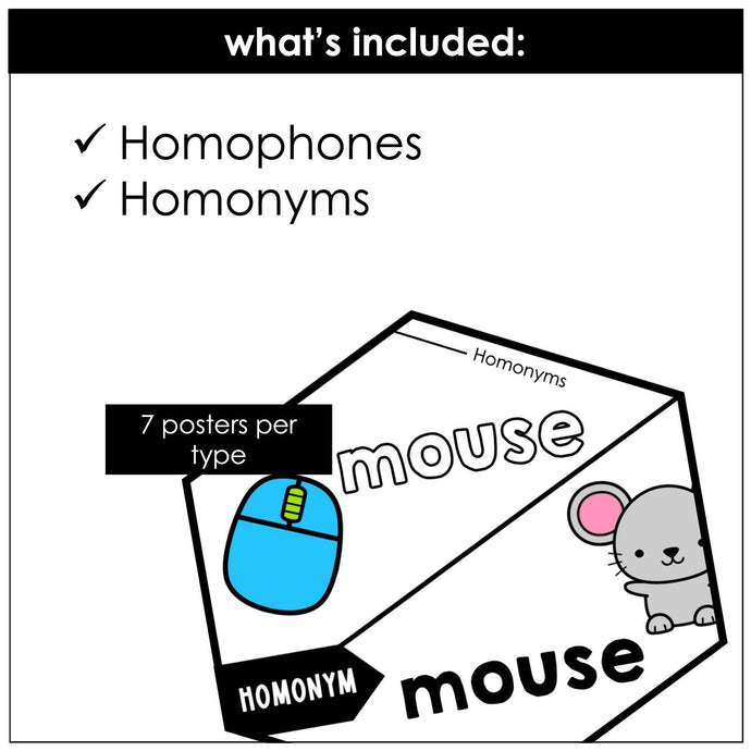 Homophones & Homonyms Posters Improve Vocabulary & Spelling