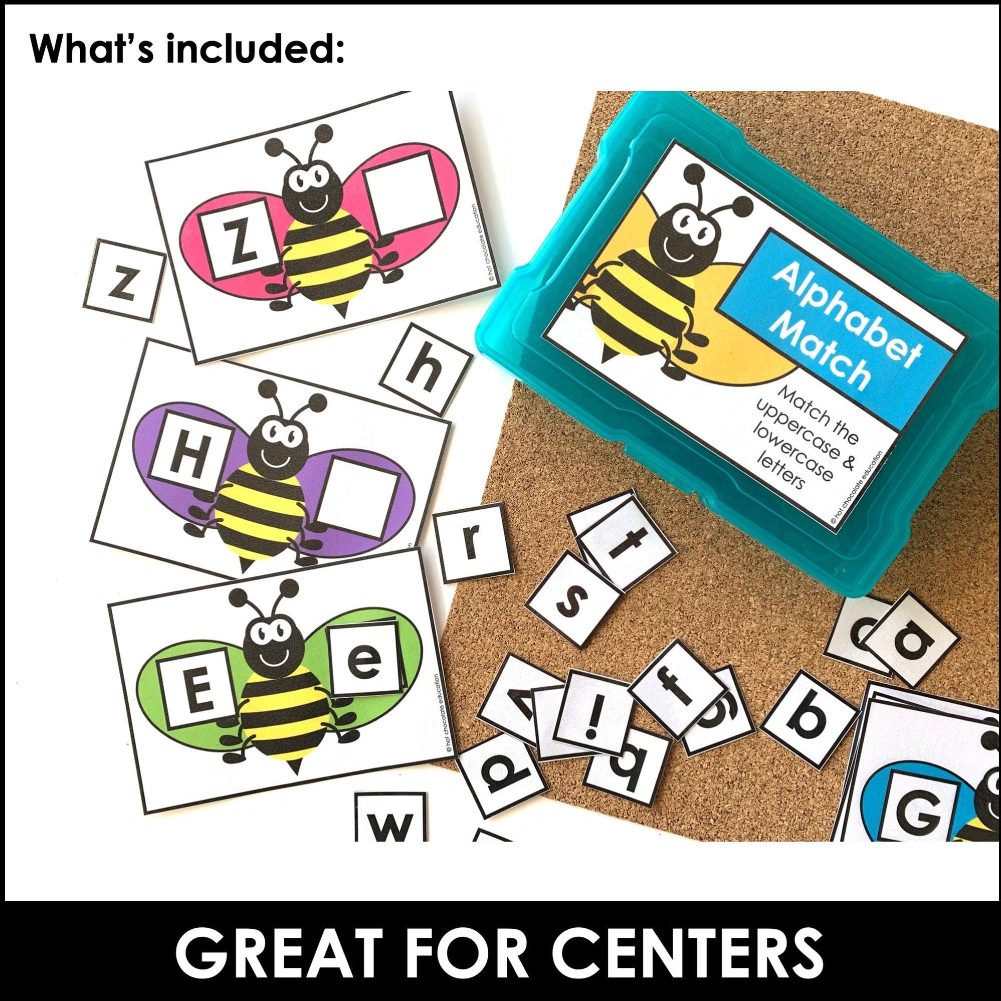 Honey Bee Letter Match - A to Z Uppercase and Lowercase – Hot Chocolate ...