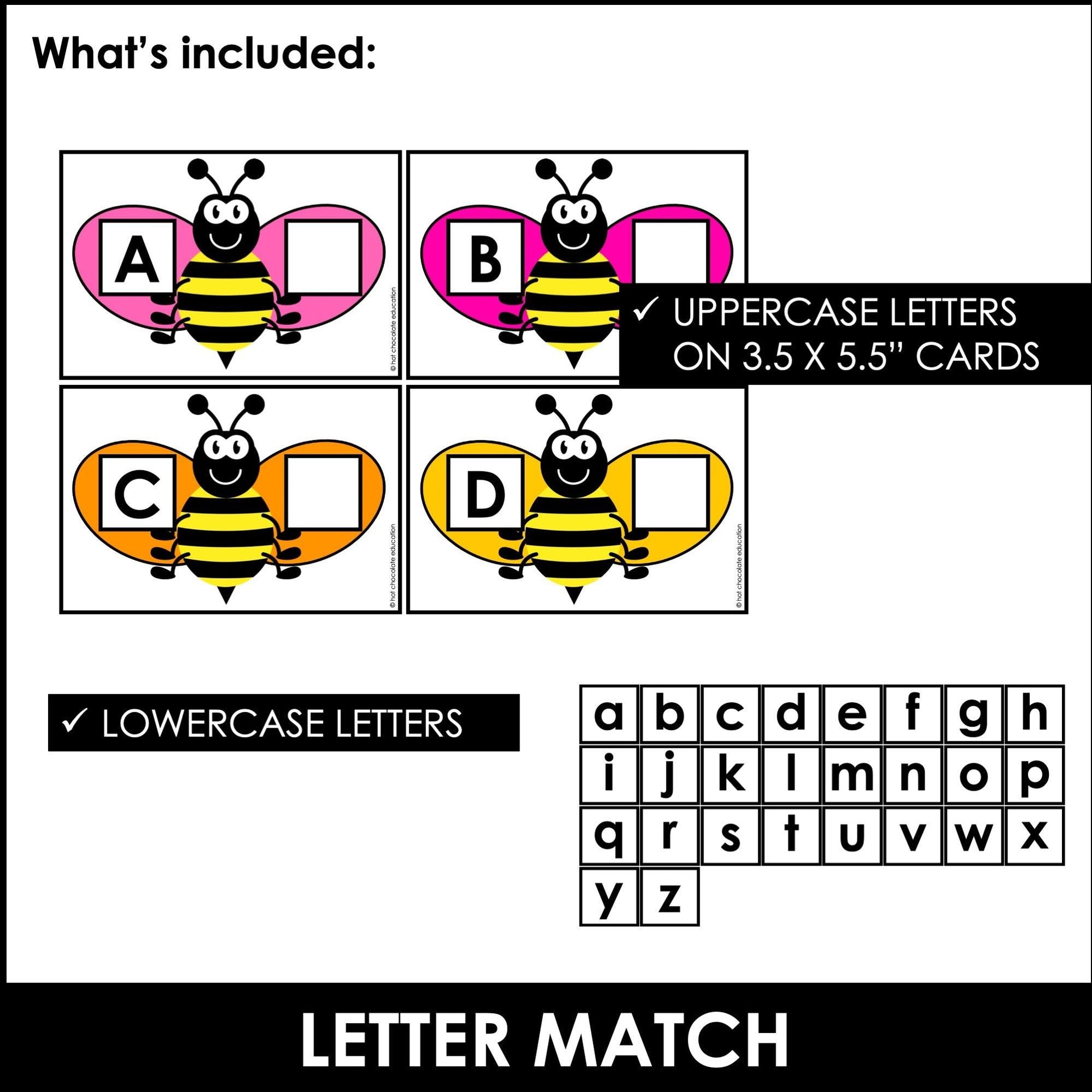 Honey Bee Letter Match - A to Z Uppercase and Lowercase – Hot Chocolate ...