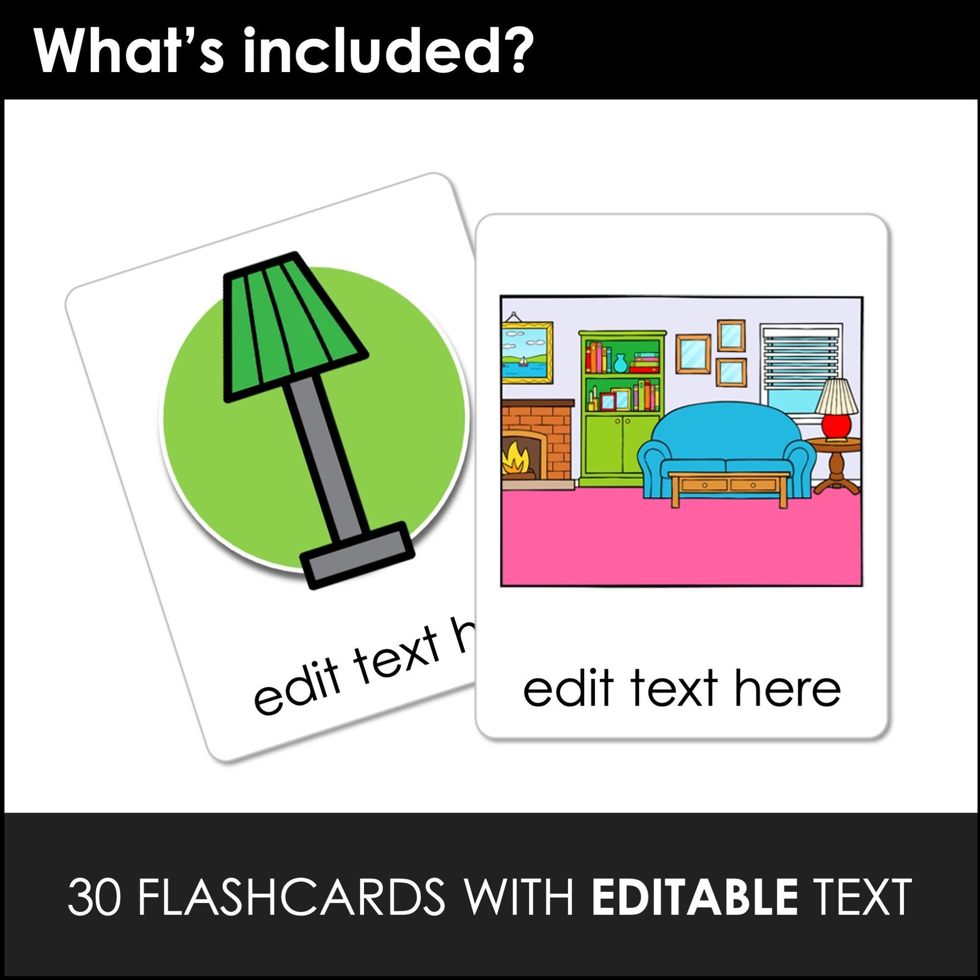 House & Furniture Vocabulary Flashcards for ESL - Rooms