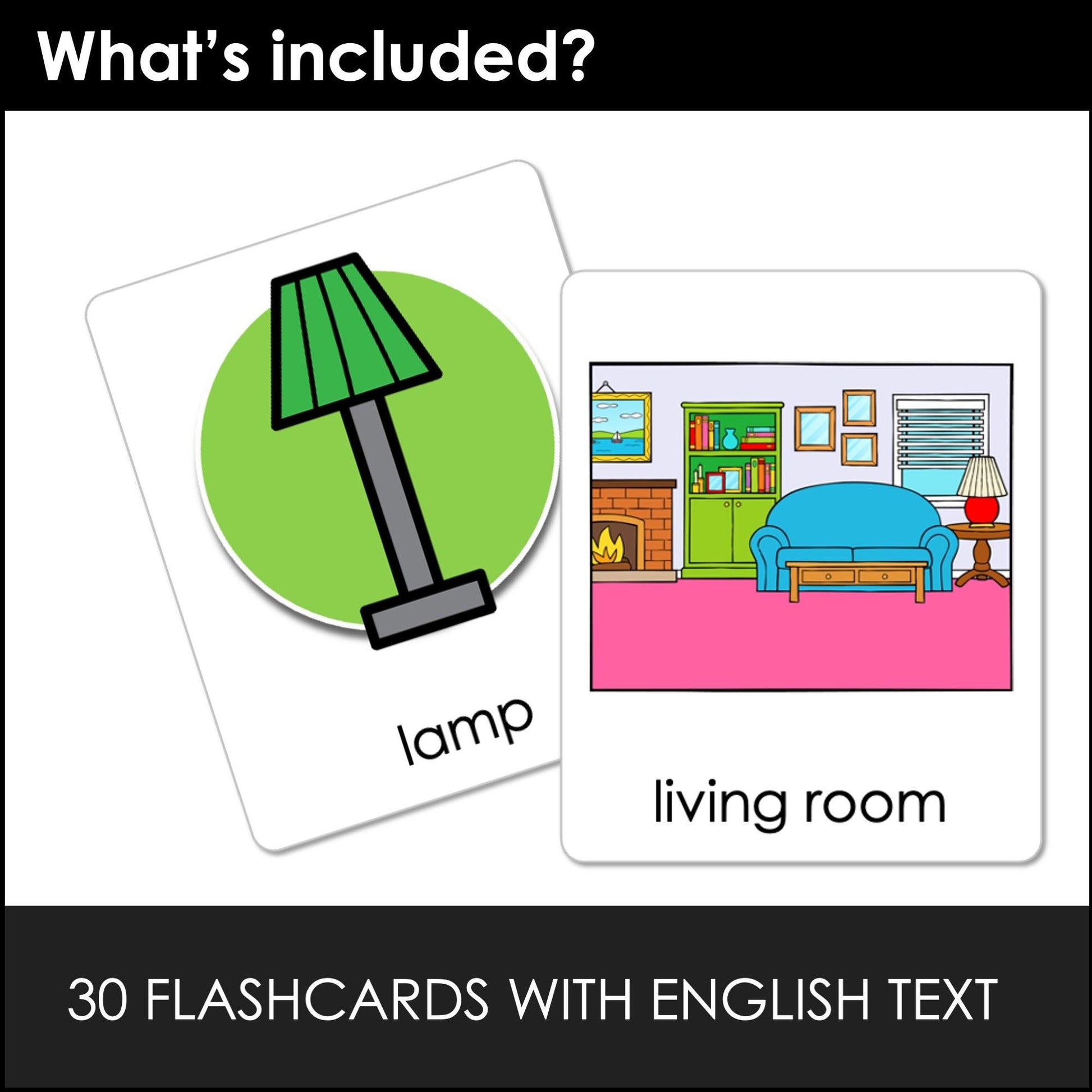 House & Furniture Vocabulary Flashcards for ESL - Rooms