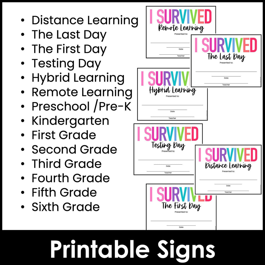 I SURVIVED -Editable End of the School Year Certificates – Hot ...