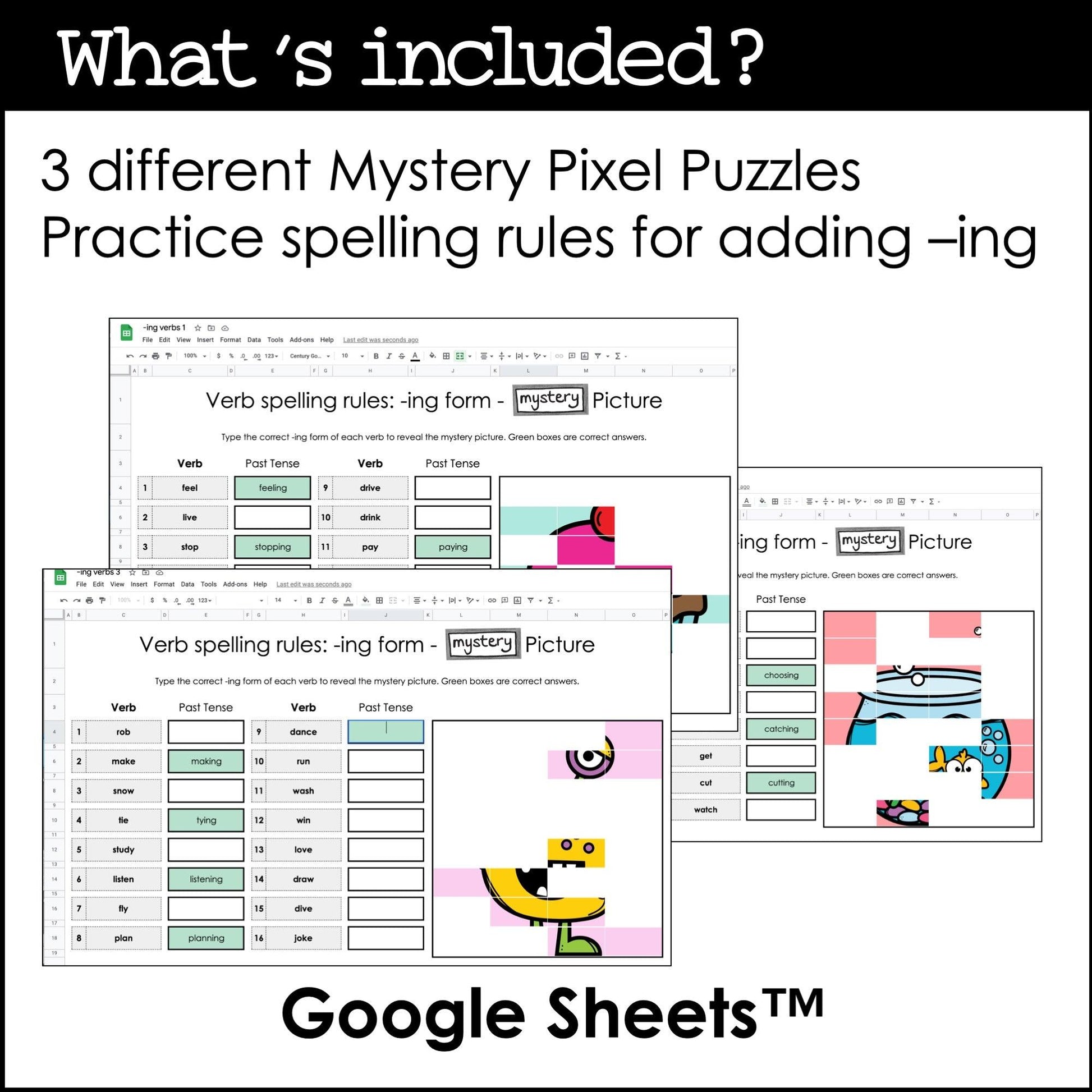 Inflectional Endings: Add -ing | Digital Mystery Puzzle