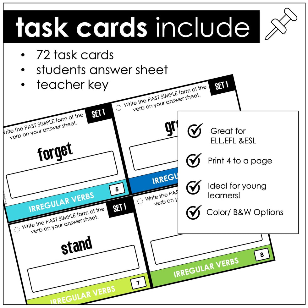 Irregular Verb Task Cards | Present to Past Simple