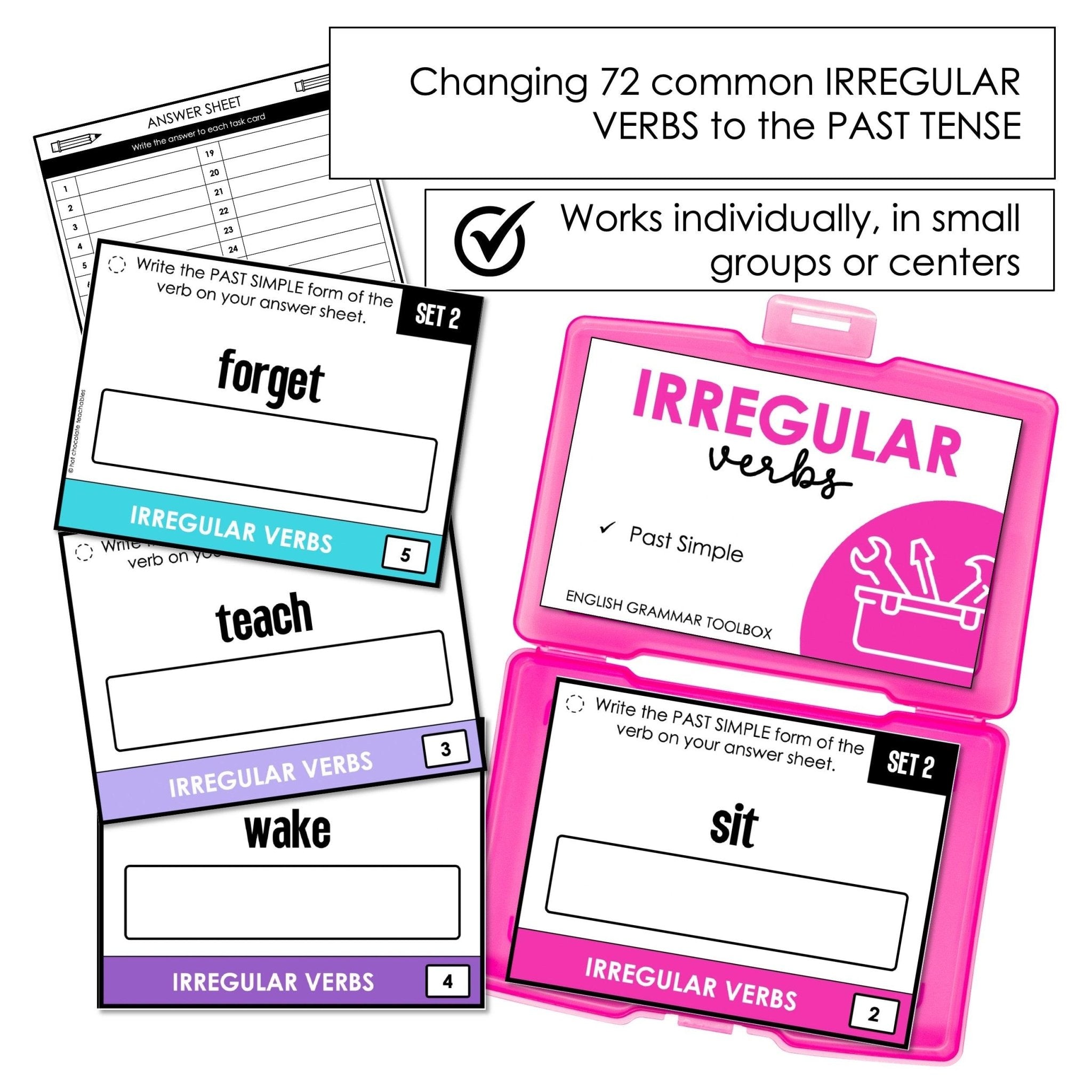 Irregular Verb Task Cards | Present to Past Simple – Hot Chocolate ...