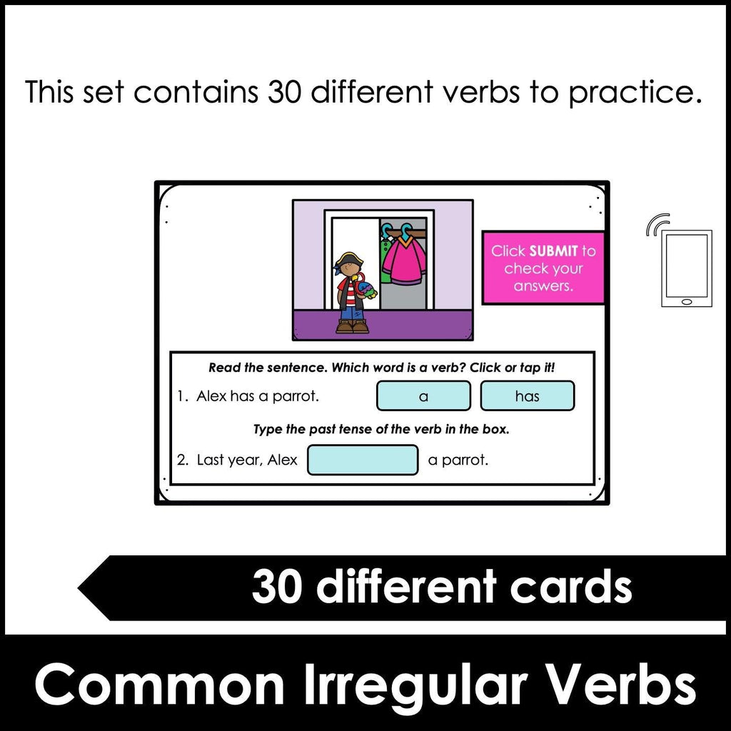 Irregular Past Tense Verbs - Boost Learning with Boom Cards – Hot ...
