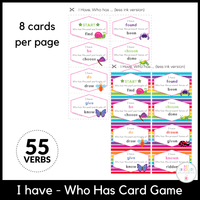 Verb Card Game - Past Participles - "I Have, Who Has – Hot Chocolate ...