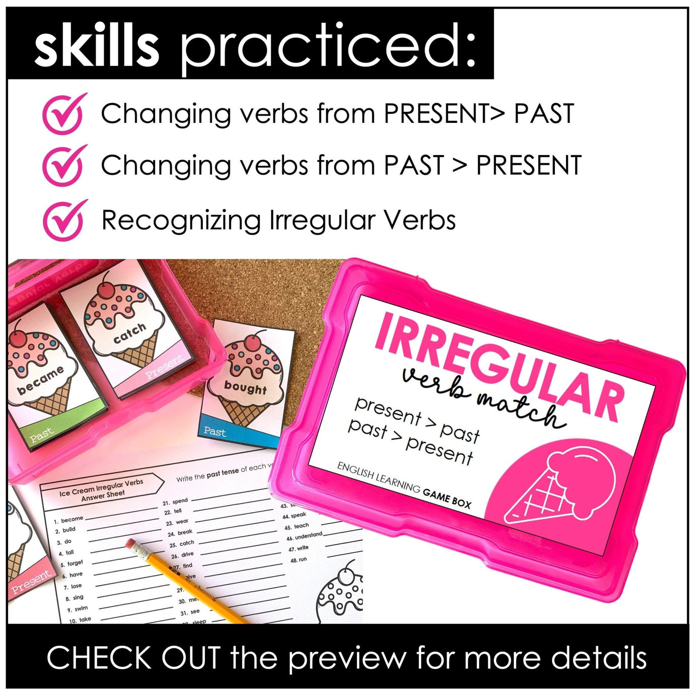 Irregular Verb Game - SLAP IT - Past Simple Grammar Game Box