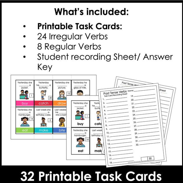 Irregular Verb Task Cards : Past Simple