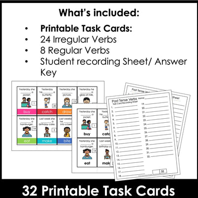 Irregular Verb Task Cards : Past Simple – Hot Chocolate Teachables