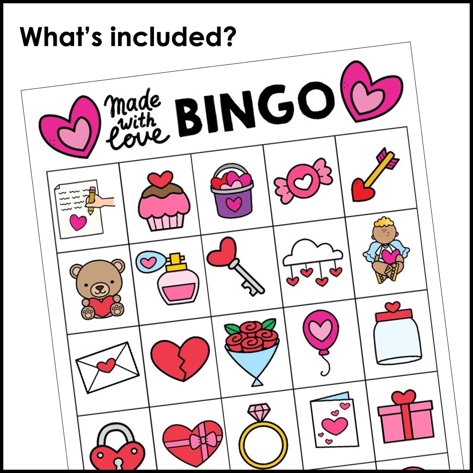 Valentine's Day Bingo Game - Vocabulary Building Bingo Cards