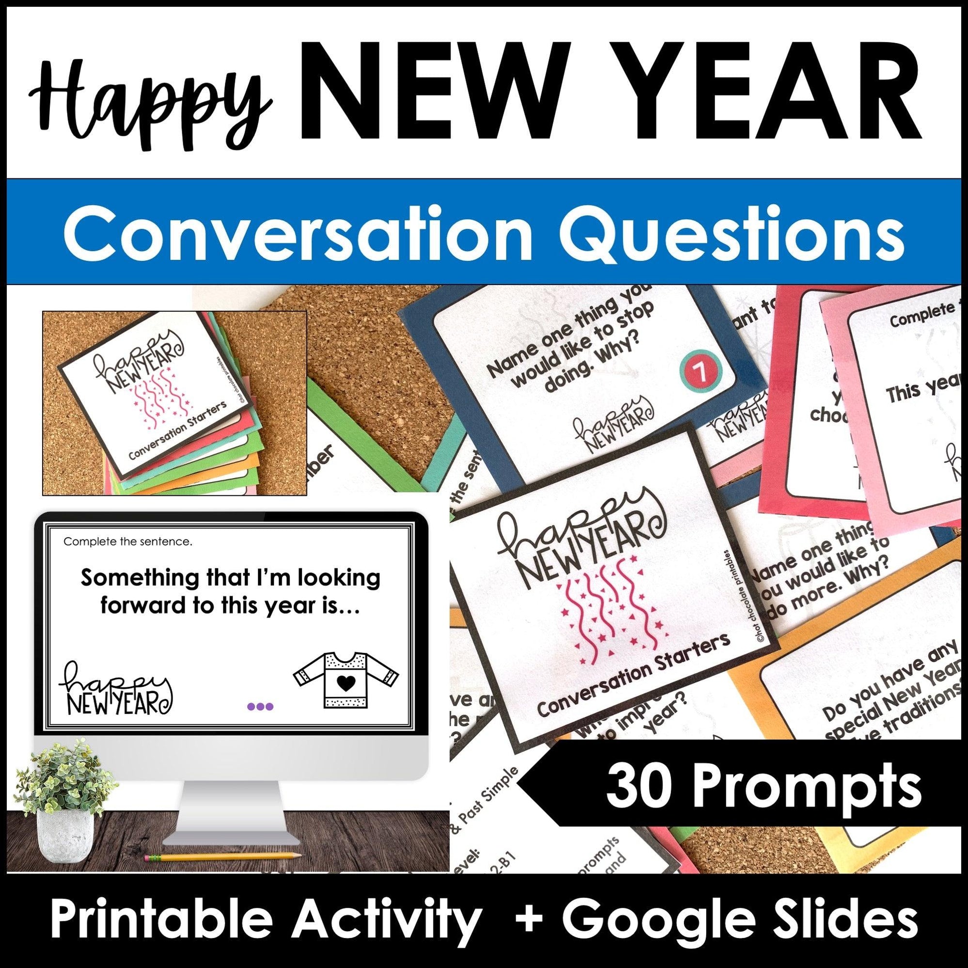 New Year Conversation Questions : Present & Past Simple – Hot Chocolate ...