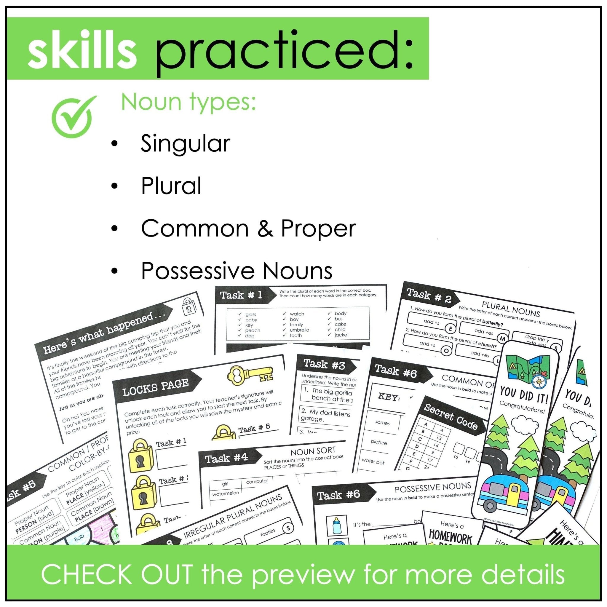 Noun Review Escape - ELL / EFL / ESL – Hot Chocolate Teachables