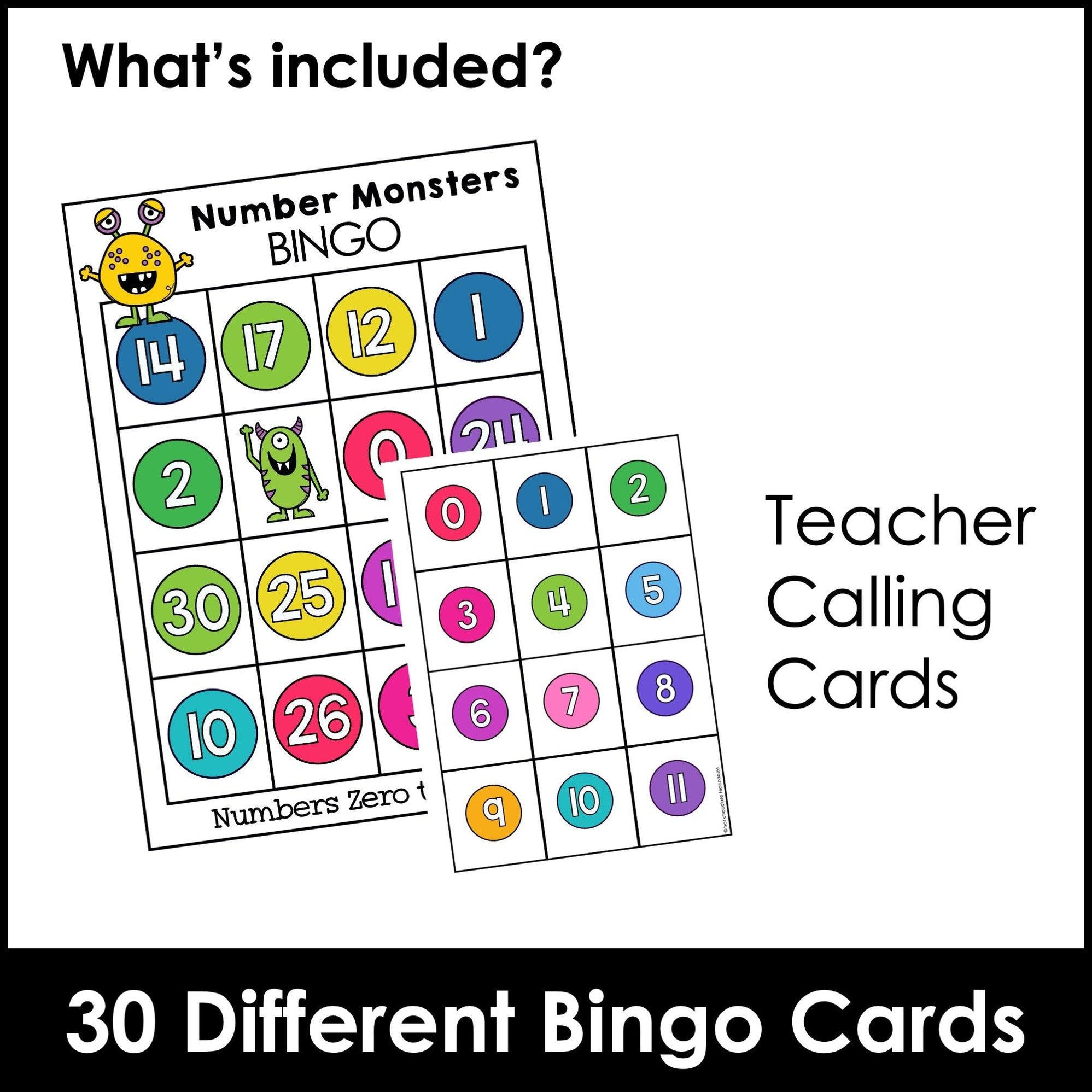 Number Monsters Bingo Game - Zero to Thirty – Hot Chocolate Teachables