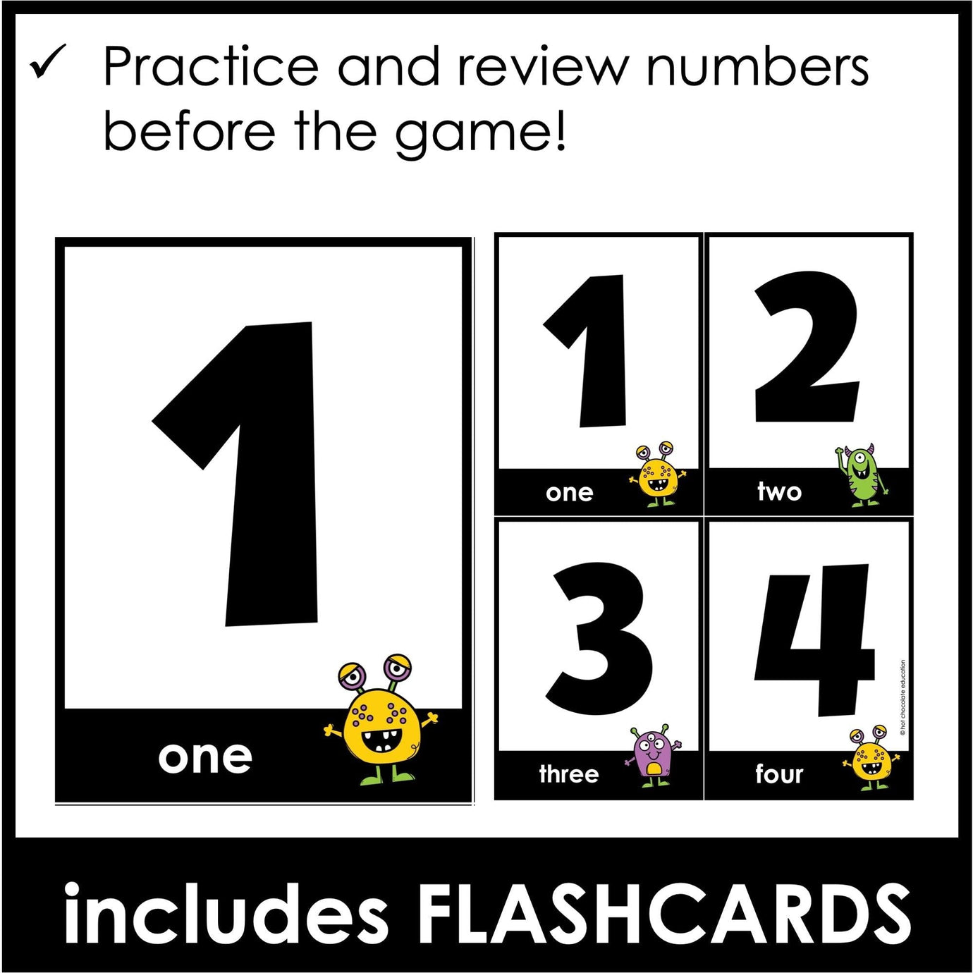 Number Monsters Bingo Game - Zero to Thirty