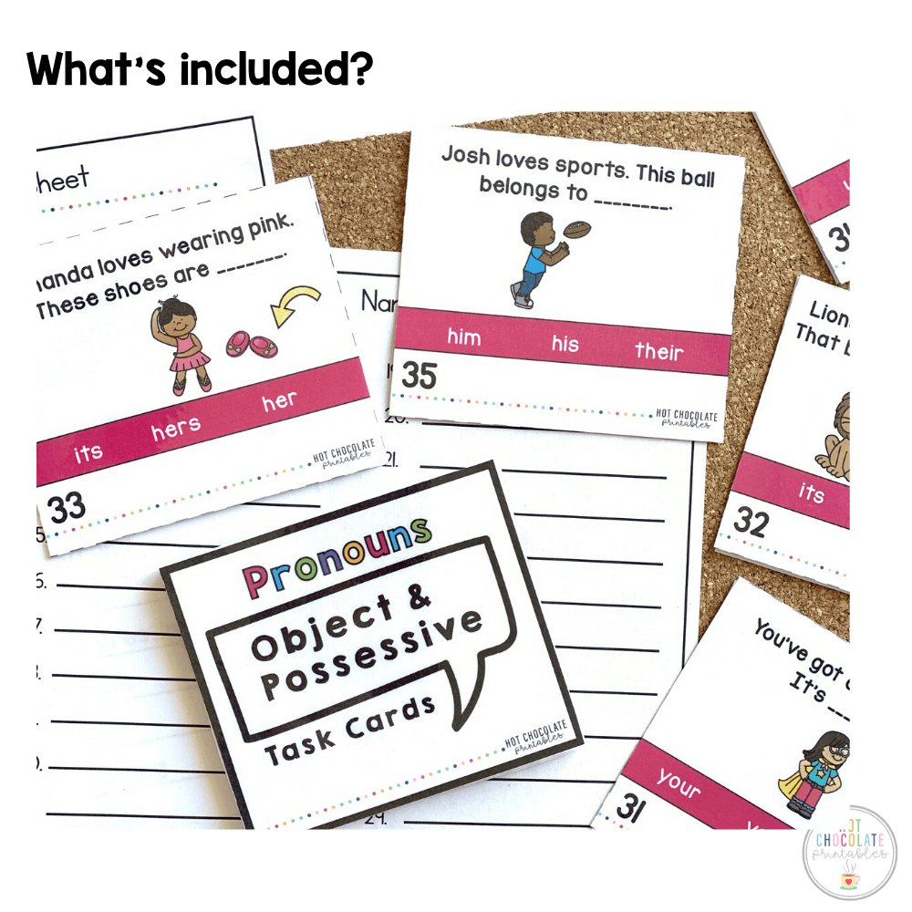 Object and Possessive Pronoun Task Cards