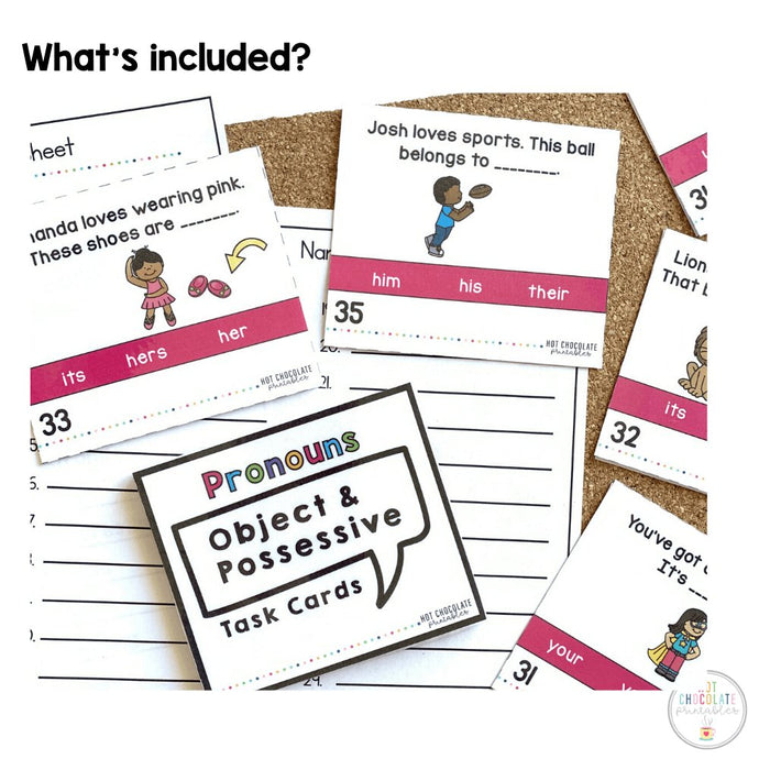 Object and Possessive Pronoun Task Cards