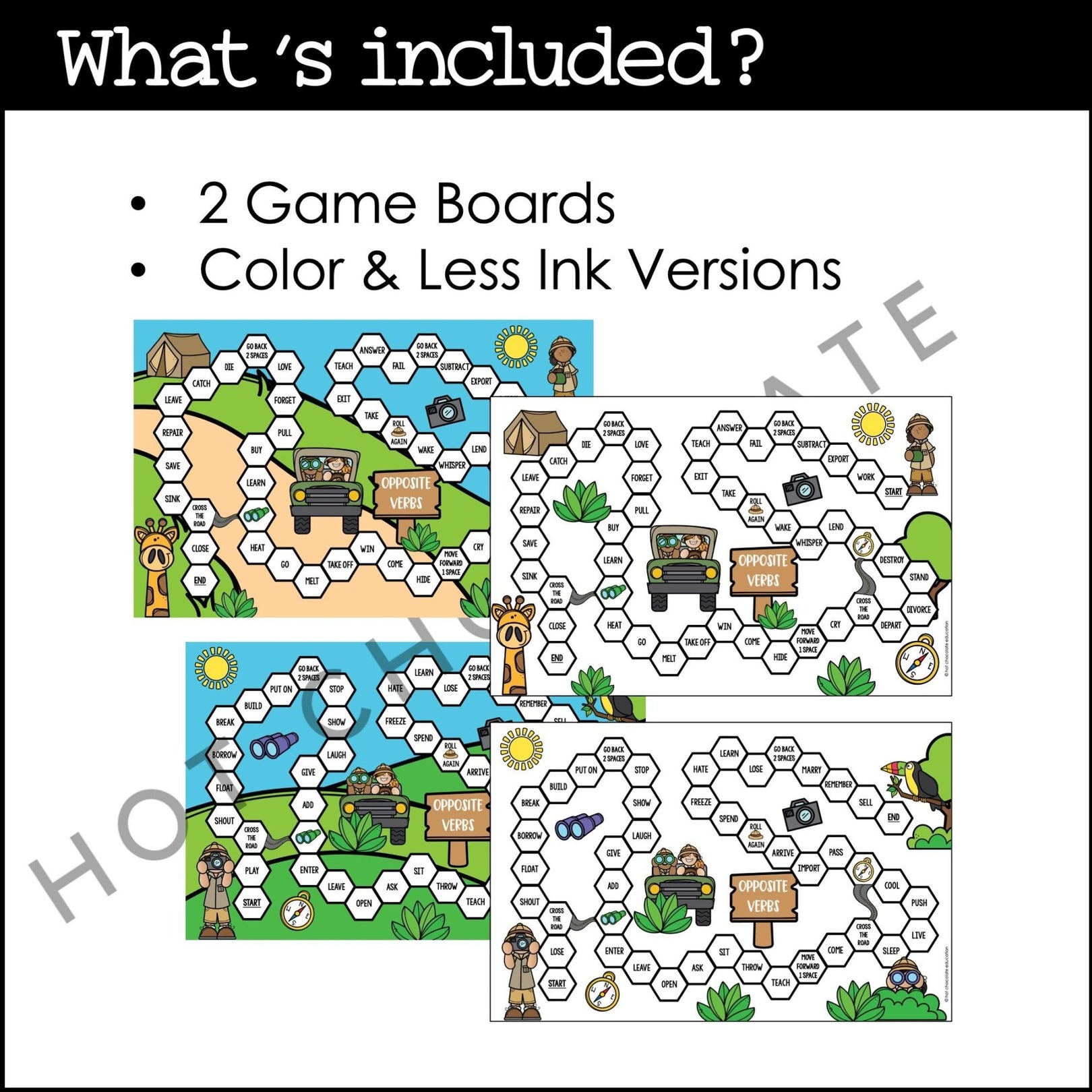 Opposite Verbs Board Game - Verb Practice