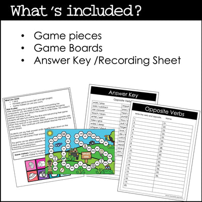 Opposite Verbs Board Game - Verb Practice – Hot Chocolate Teachables