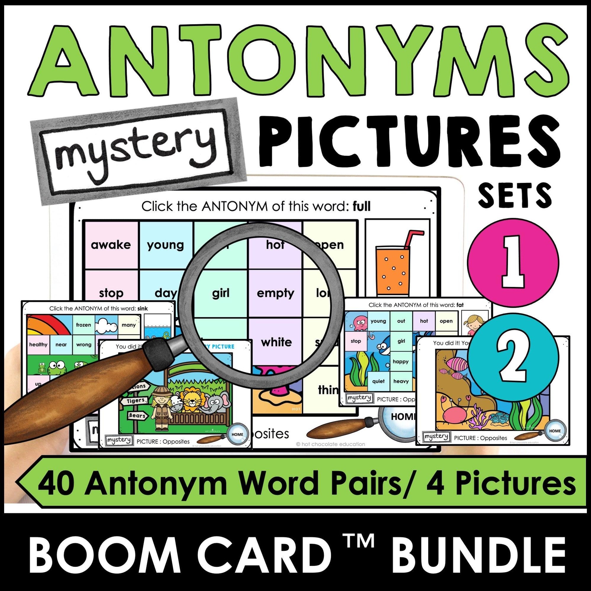 Opposite Words | Antonym Mystery Picture Boom Cards™ BUNDLE – Hot ...