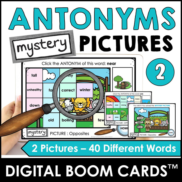 Opposite Words | Antonym Mystery Picture Boom Cards™ BUNDLE
