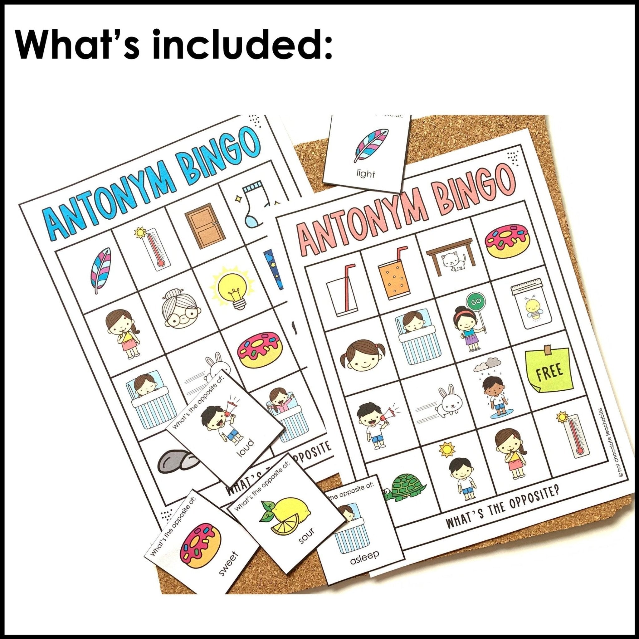 Opposite Words Printable Bingo Game - Antonyms – Hot Chocolate Teachables