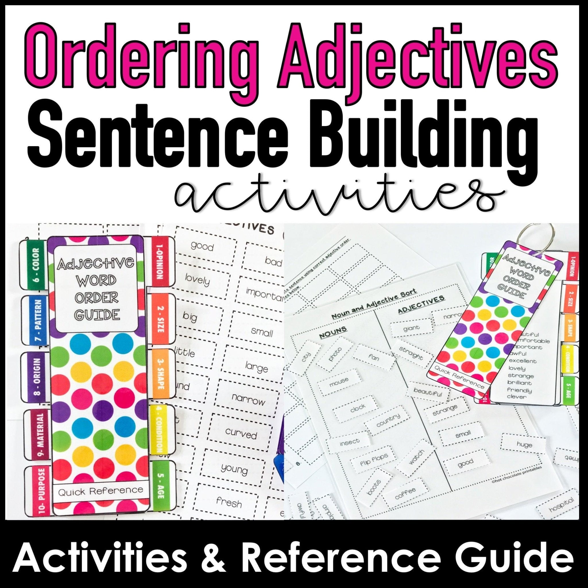 Adjective Sentence Builder: Grammar Reference – Hot Chocolate Teachables