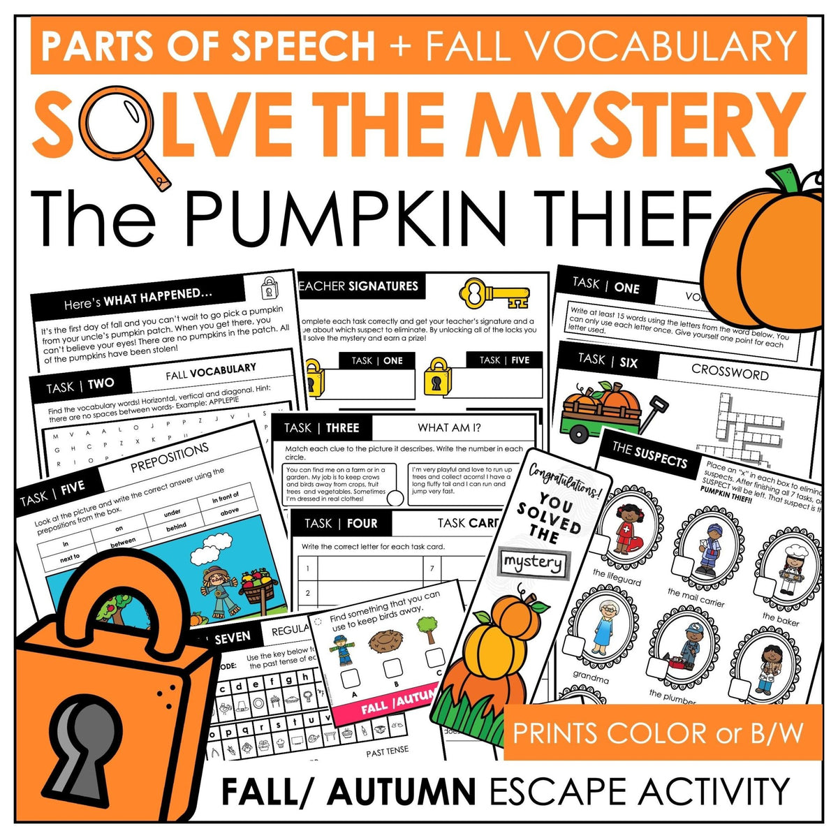 Fall Vocabulary Escape Room - Solve the Mystery! – Hot Chocolate Teachables