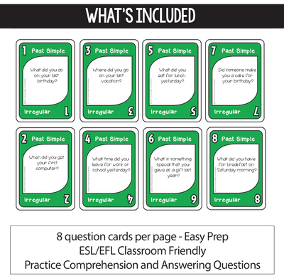Verb Tense Card Game: Past Simple & Present Perfect Question – Hot ...