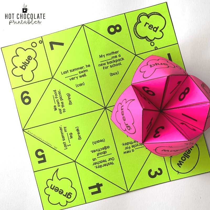 Past Tense Irregular Verbs Activity : Cootie Catchers