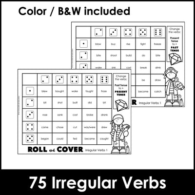 Past Tense Irregular Verbs Dice Games - Roll & Cover – Hot Chocolate ...