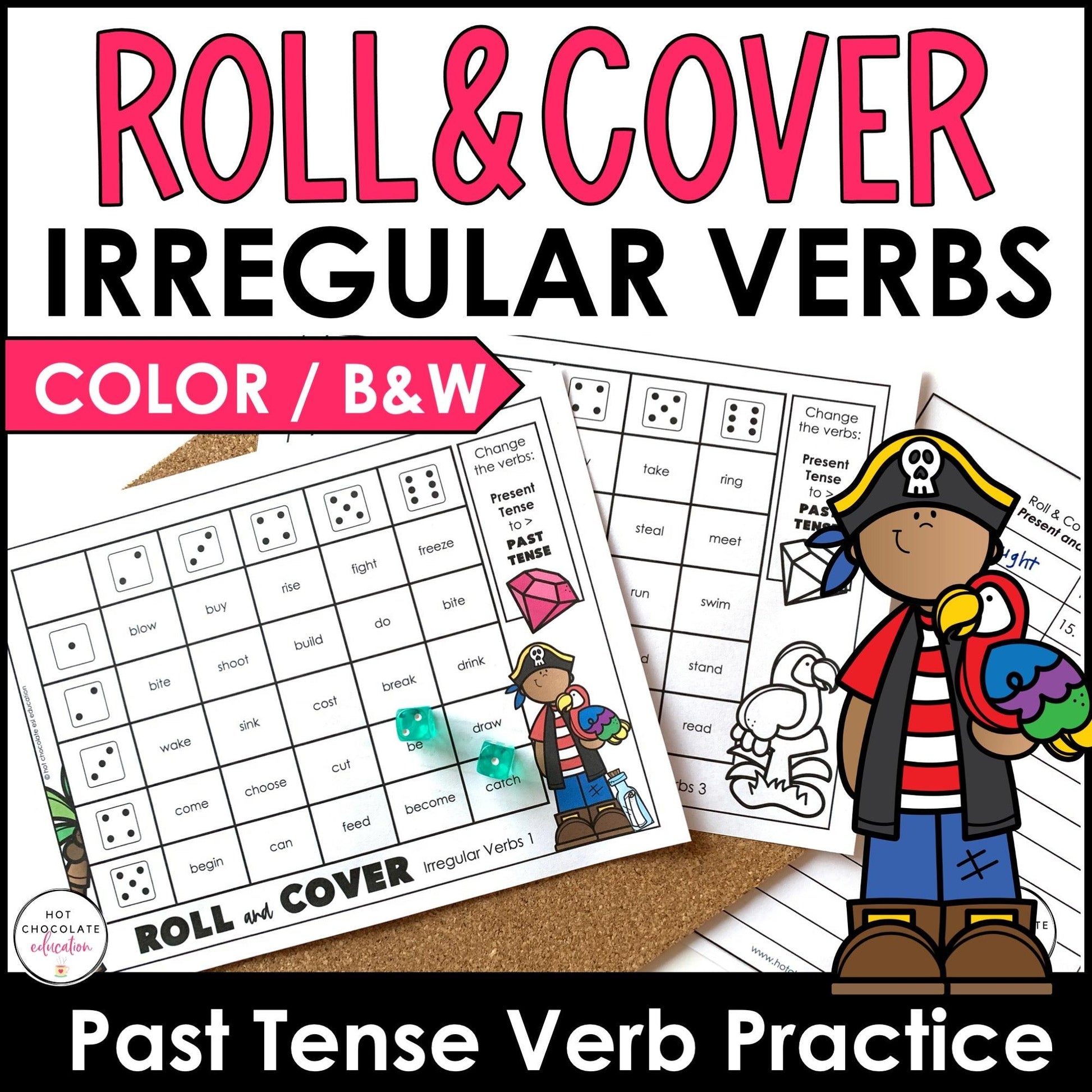 Past Tense Irregular Verbs Dice Games - Roll & Cover