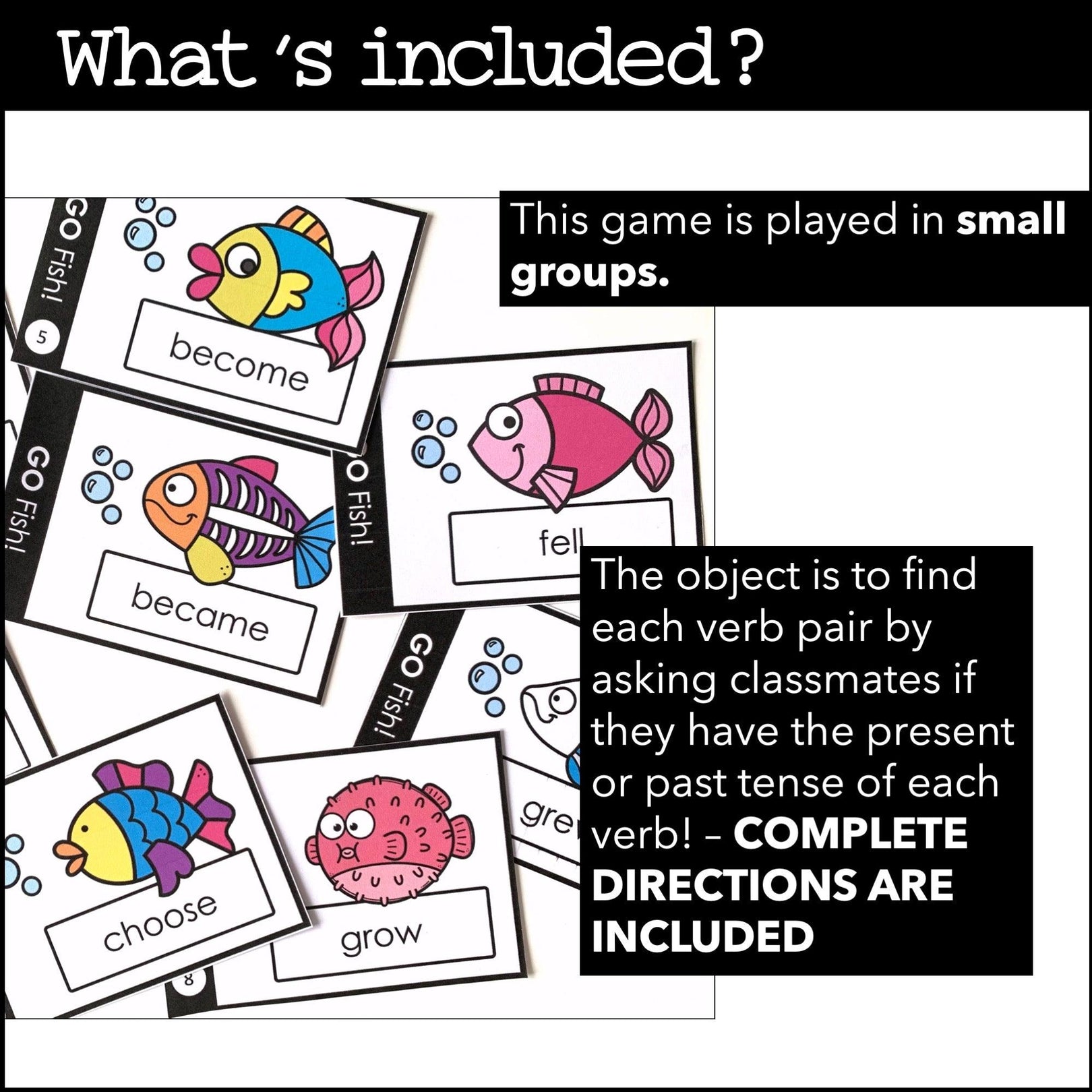 GO FISH Card Game: Past Tense Irregular Verbs