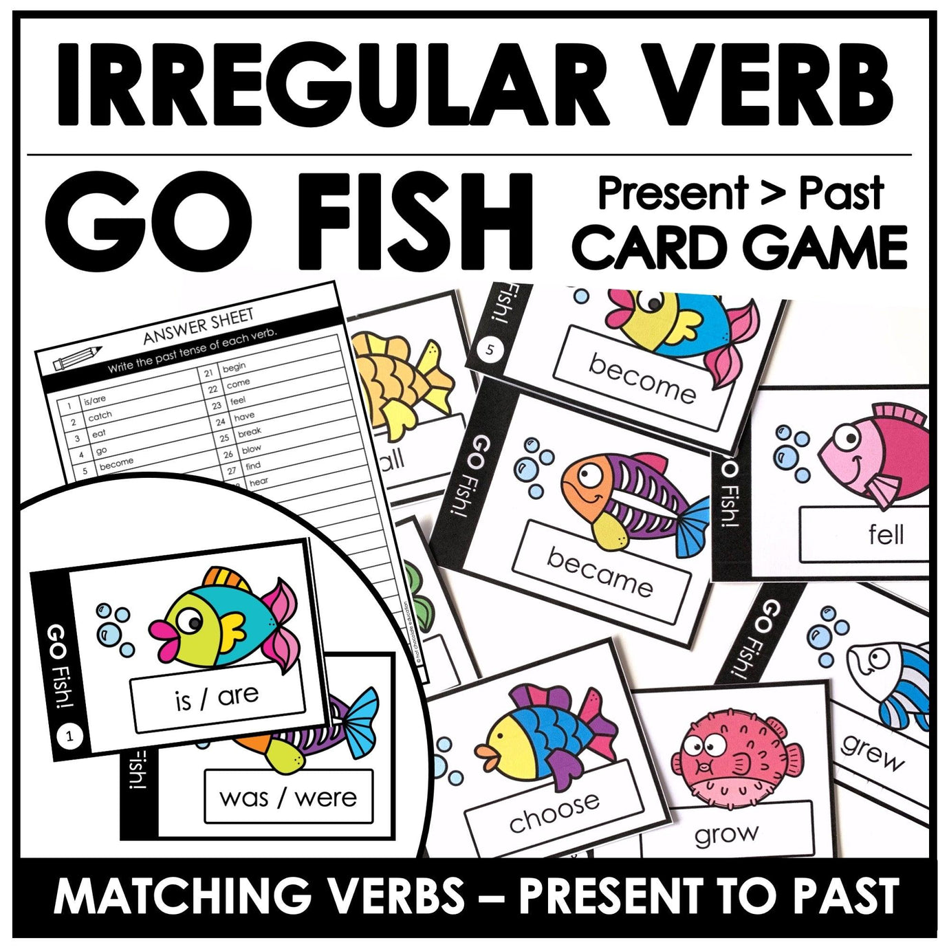 GO FISH Card Game: Past Tense Irregular Verbs
