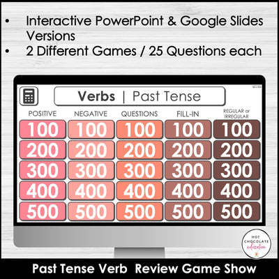 Regular Verb Game Show | Past Tense Verb Review – Hot Chocolate Teachables