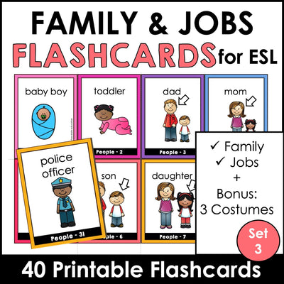 ESL Jobs & Family Flashcards - Vocabulary Task Cards – Hot Chocolate ...