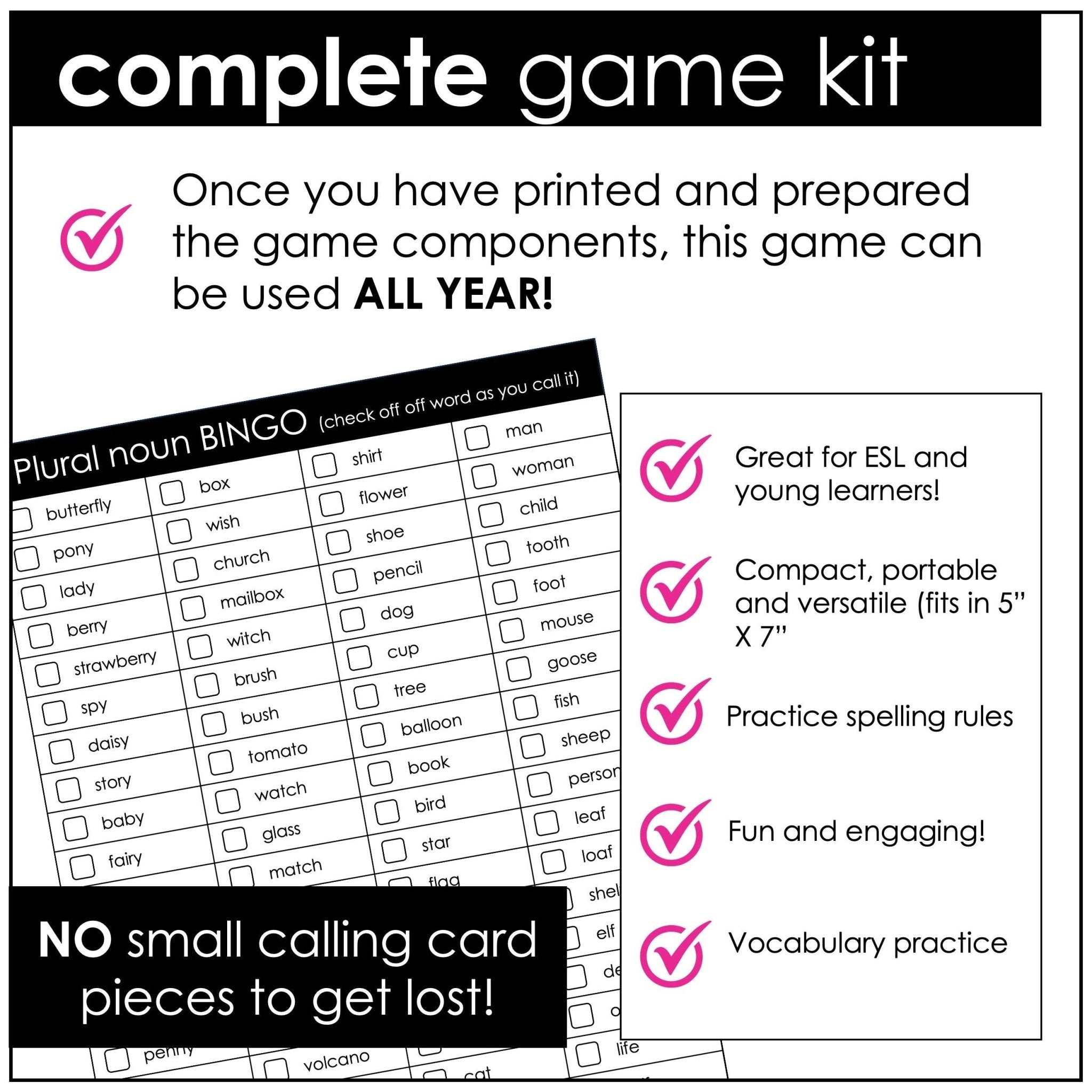 Plural Nouns Bingo Game | Singular to Plural Spelling Rules – Hot ...