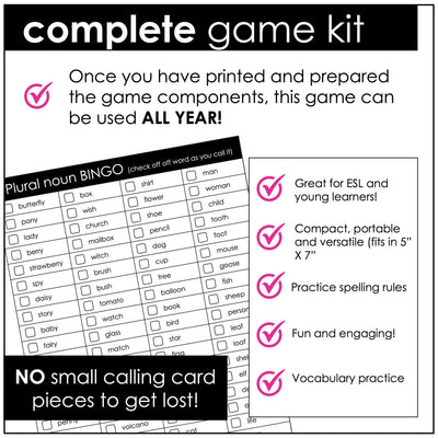 Plural Nouns Bingo Game | Singular to Plural Spelling Rules – Hot ...