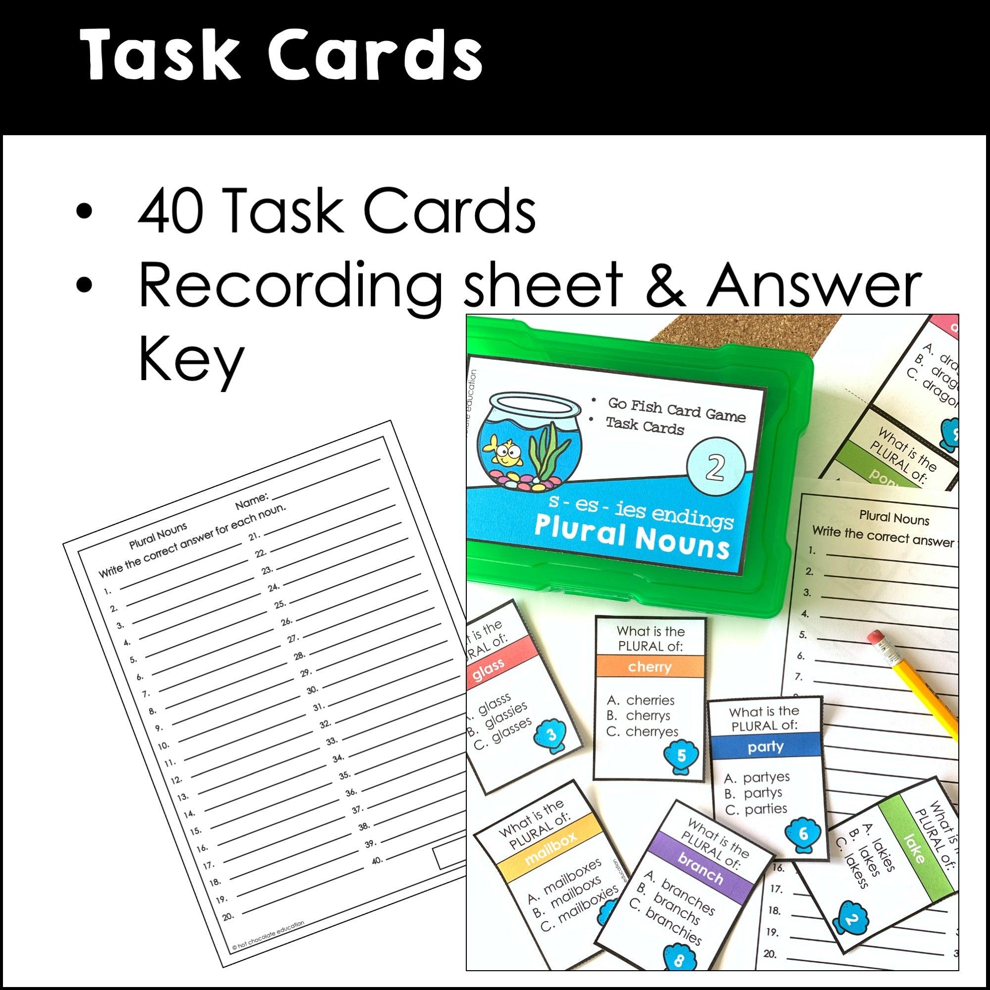 Grammar Game & Task Cards: Regular Plural Nouns